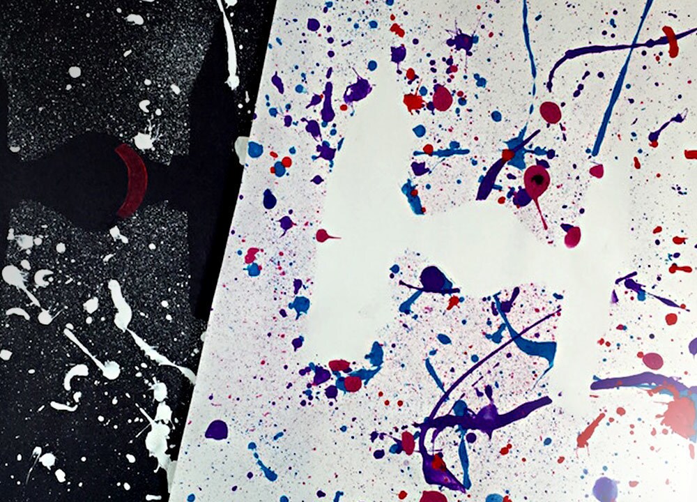 Blue And Black Splatter Paint