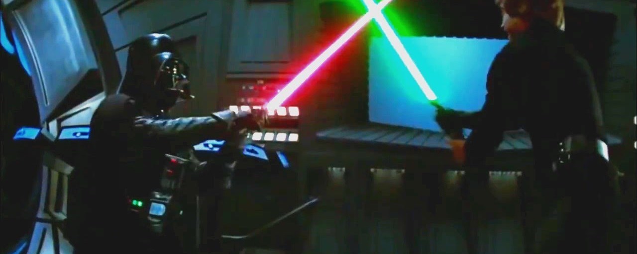 how to draw darth vader fighting luke